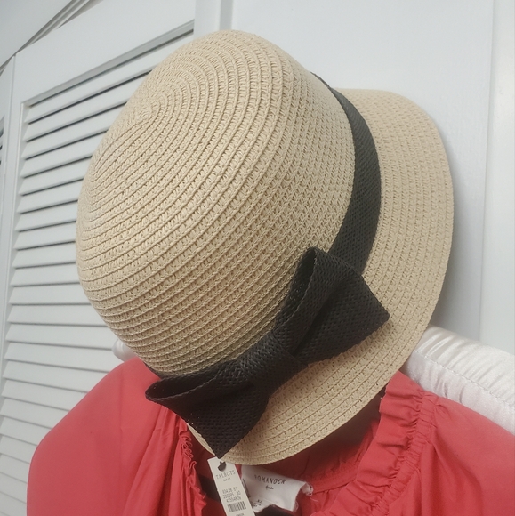 Talbots | Accessories | Nwt Talbots Tan And Black Straw Bow Hat | Poshmark